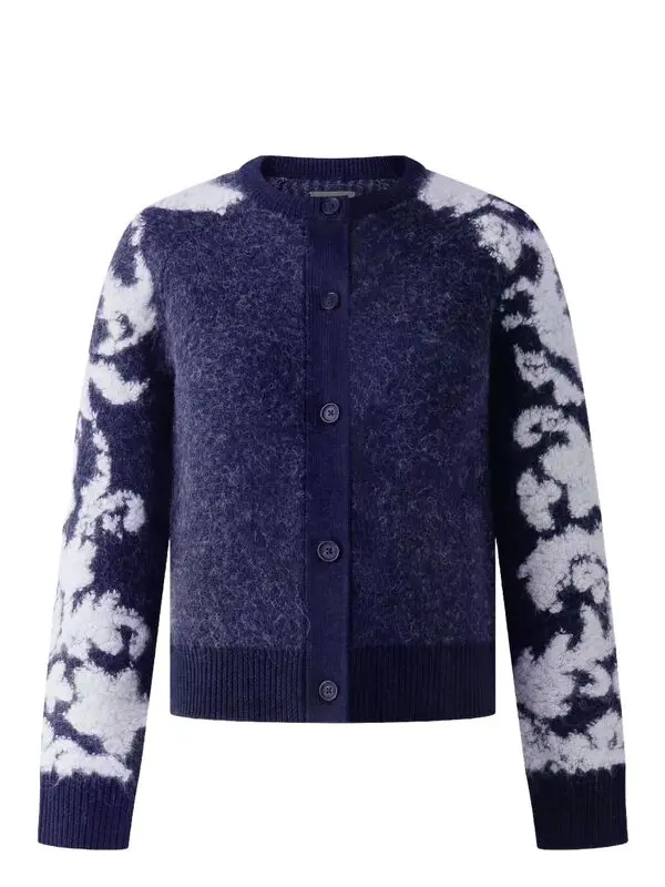 Shanghai Tang Floral-jacquard Cardigan - Blue