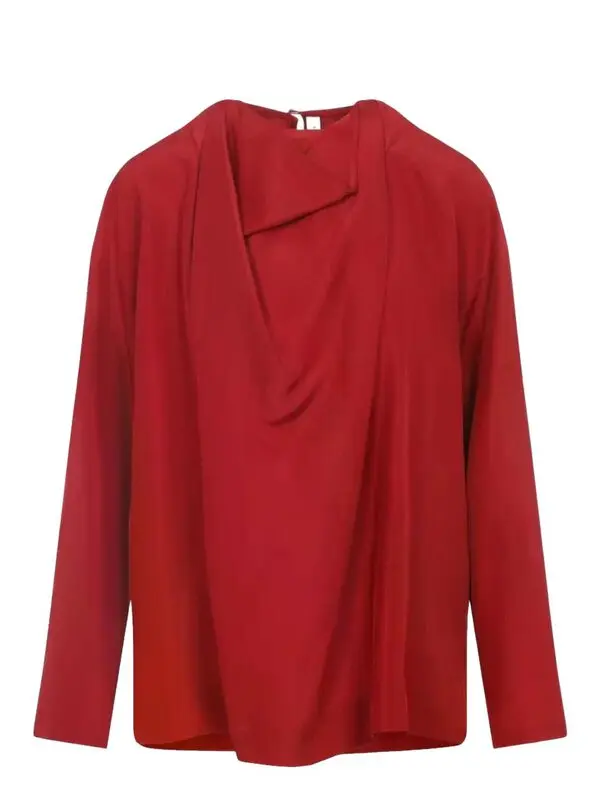 Carven Draped V-neck Blouse - Red