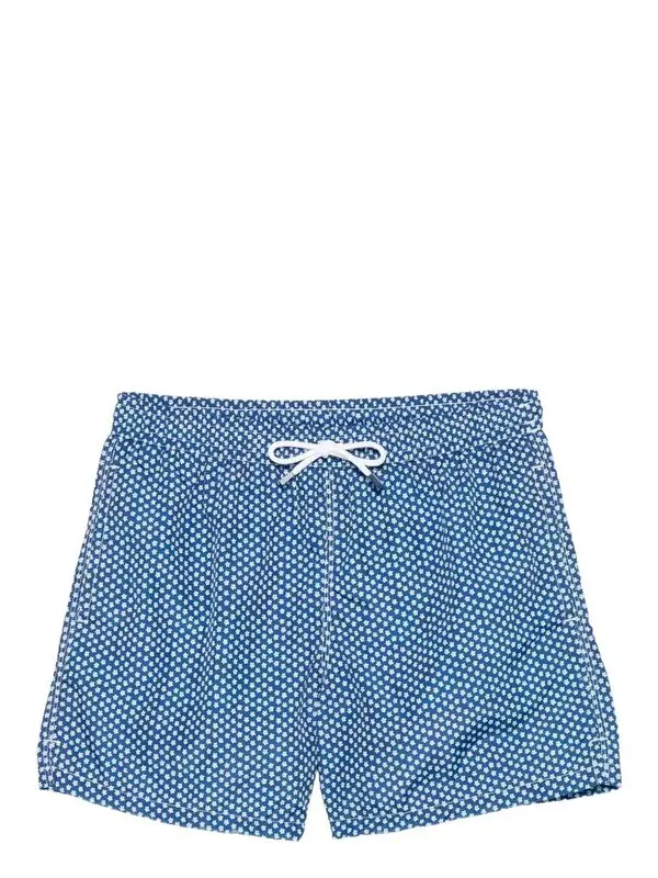 Fedeli Floral Print Swim Shorts - Blue