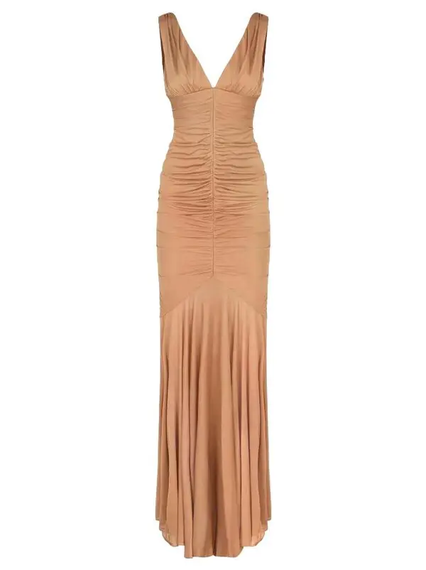 Giuseppe Di Morabito Draped V-neck Dress - Brown