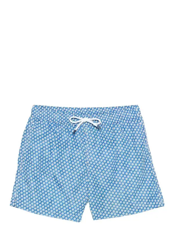 Fedeli Floral Print Swim Shorts - Blue
