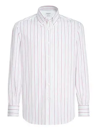 Brunello Cucinelli Striped Poplin Shirt - White