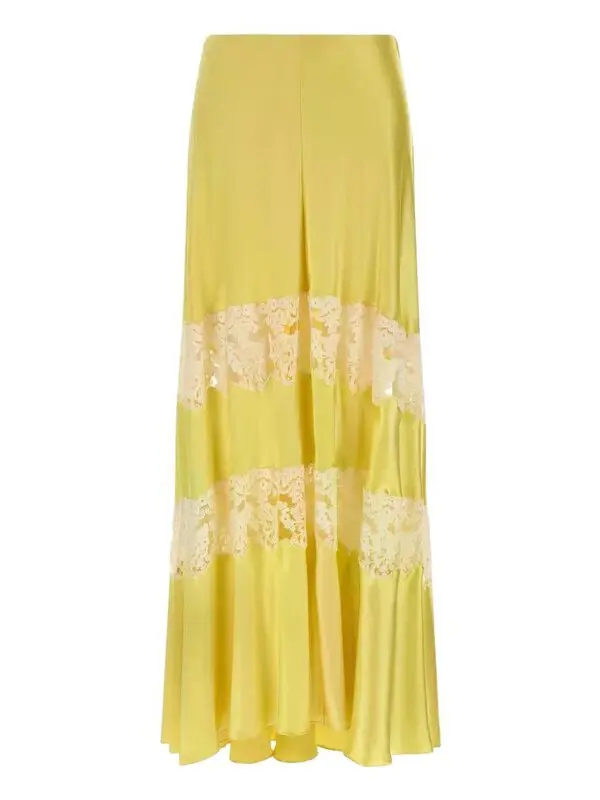 Alberta Ferretti Lace Insert Skirt - Yellow