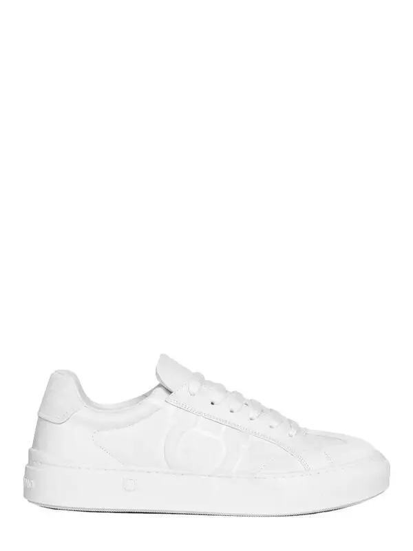FERRAGAMO Gancini Leather Sneakers - White