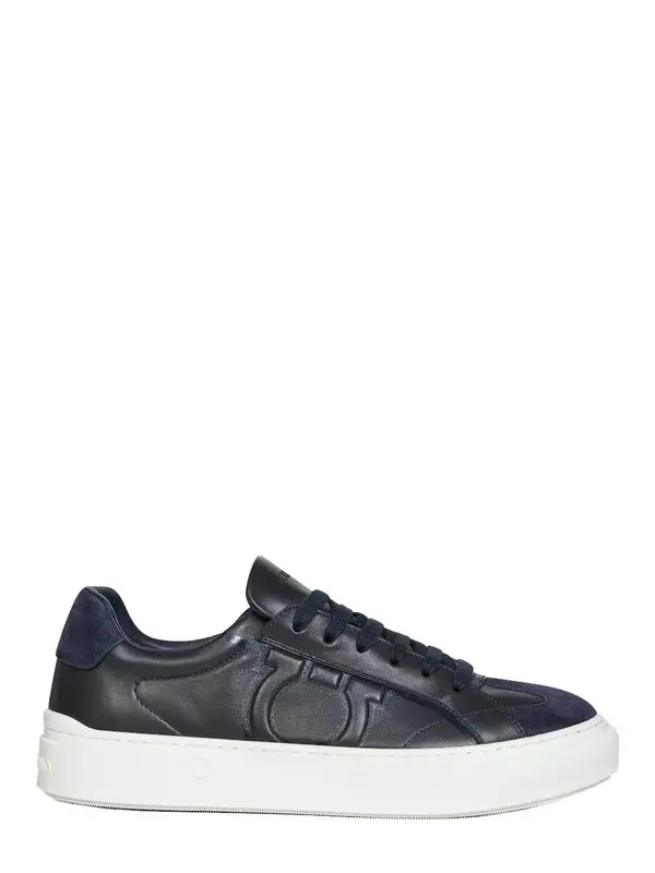 FERRAGAMO Gancini Leather Sneakers - Blue