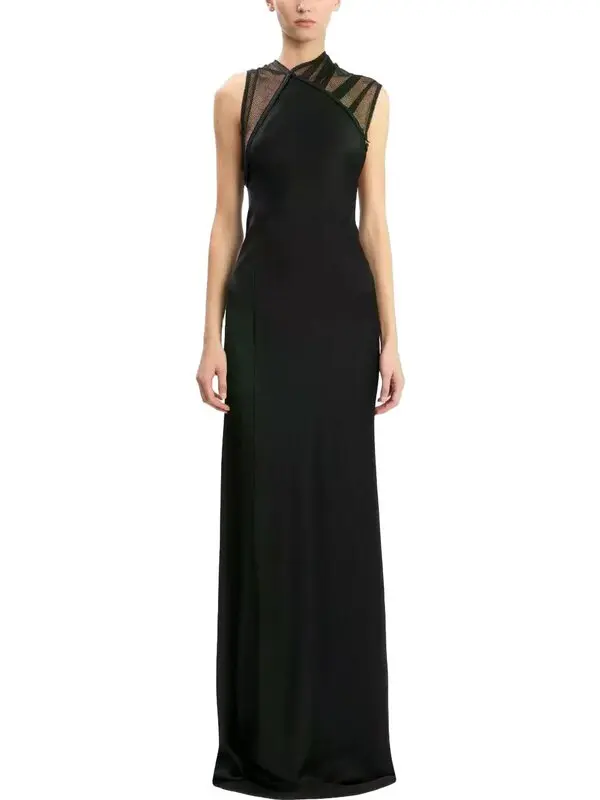 Victoria Beckham Mesh Detail Gown - Black