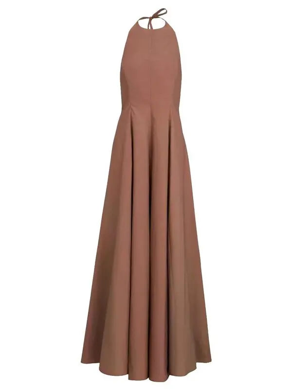Brunello Cucinelli Poplin Halterneck Maxi Dress - Brown