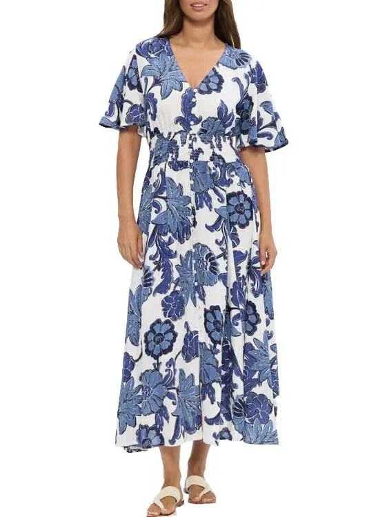 TALISMAN THE LABEL Harlow Floral Dress - Navy Ibiza