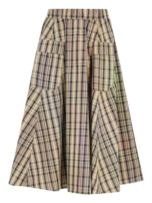 SEMICOUTURE Dulce Midi Checked Skirt - Neutrals