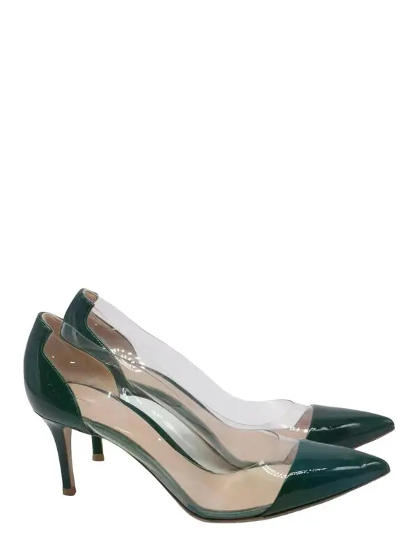 GIANVITO ROSSI Plexi Pointed-toe Heeled Pumps - Green