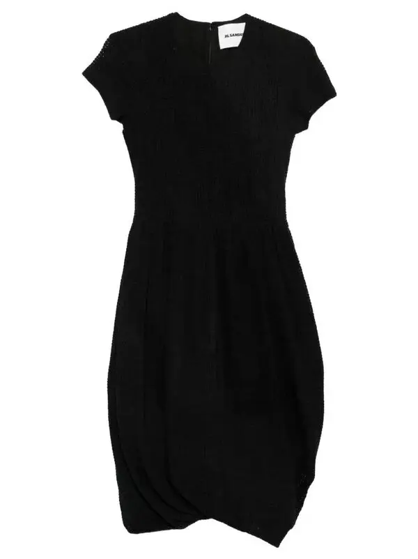 JIL SANDER Textured Midi Dress - Black