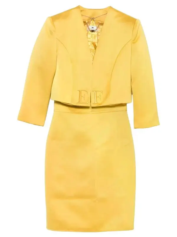 Elisabetta Franchi Embroidered V-neck Dress - Yellow