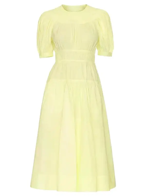 Ulla Johnson Marte Puffed-sleeve Tiered Midi Dress - Yellow