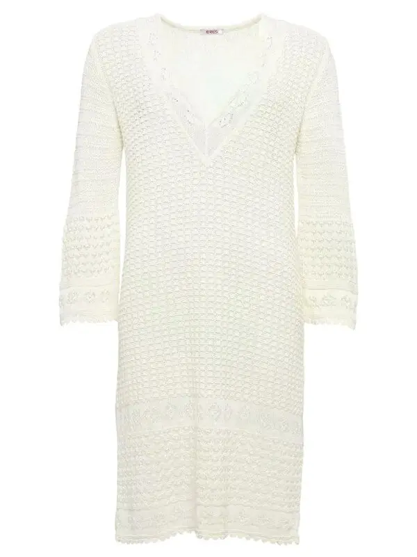 ERES Divina Crochet V-neck Mini Dress - White