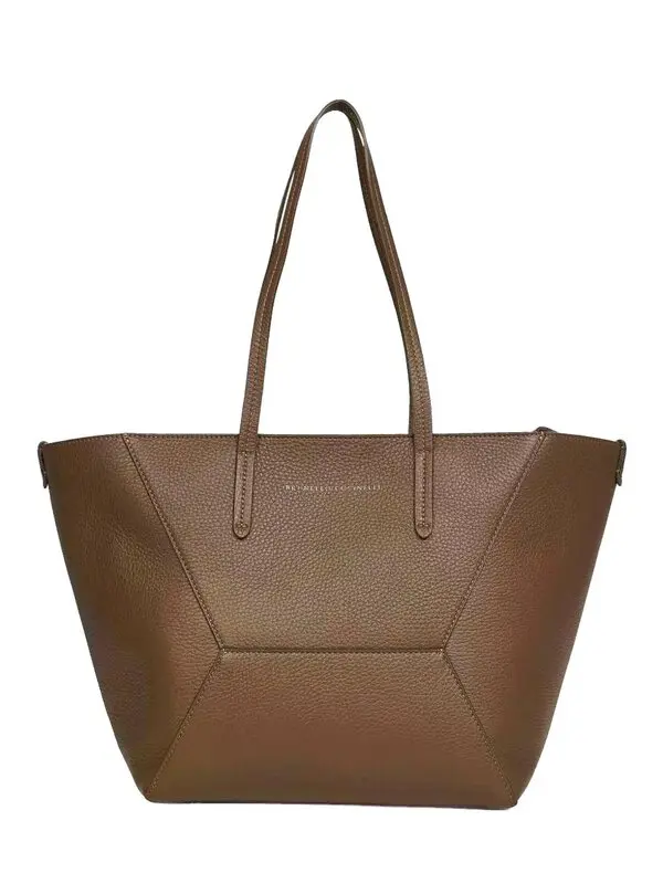 Brunello Cucinelli Logo-print Leather Tote Bag - Brown