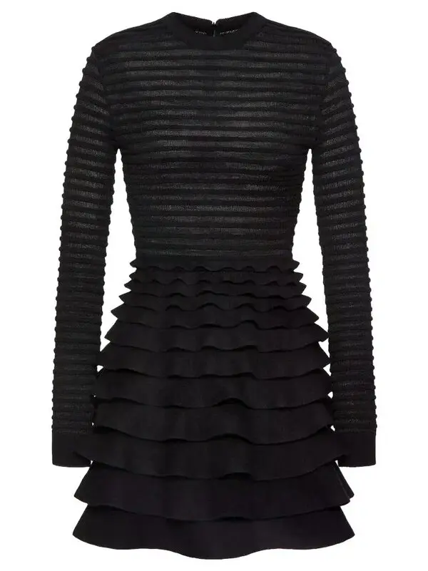 Valentino Garavani Ribbed Tiered Mini Dress - Black