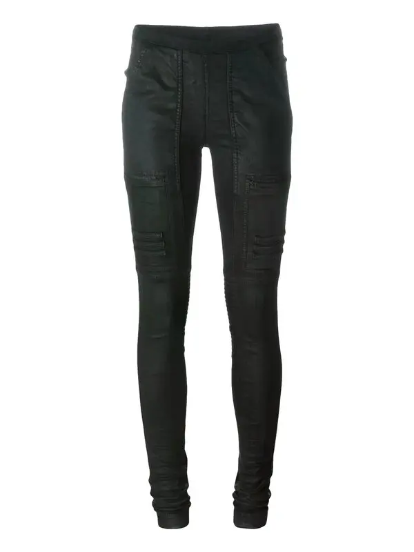Rick Owens Wax Effect Biker Trousers - Black