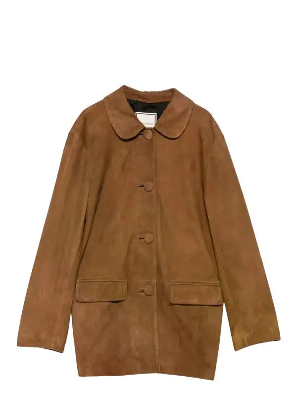 Tagliatore Peter-pan-collar Leather Coat - Brown