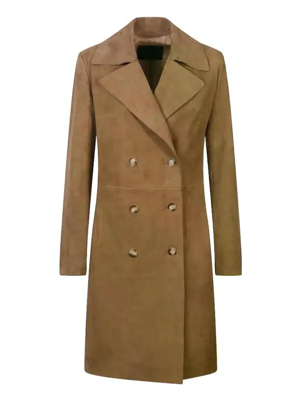 DONDUP Double-breasted Suede Coat - Neutrals