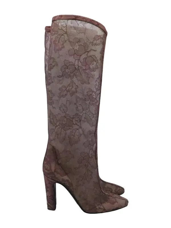 Valentino Garavani Floral-lace Knee-high Boots - White