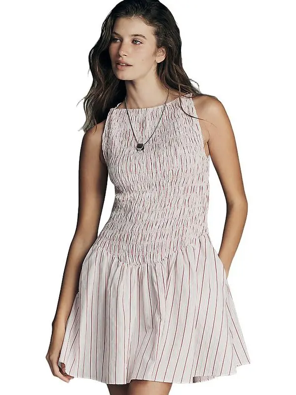 Faithfull The Brand Marta Sleeveless Basque-waist Mini Dress - Fiori Stripe Palazzo