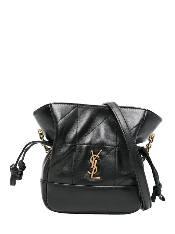 Saint Laurent Quilted Logo Shoulder Bag - Black