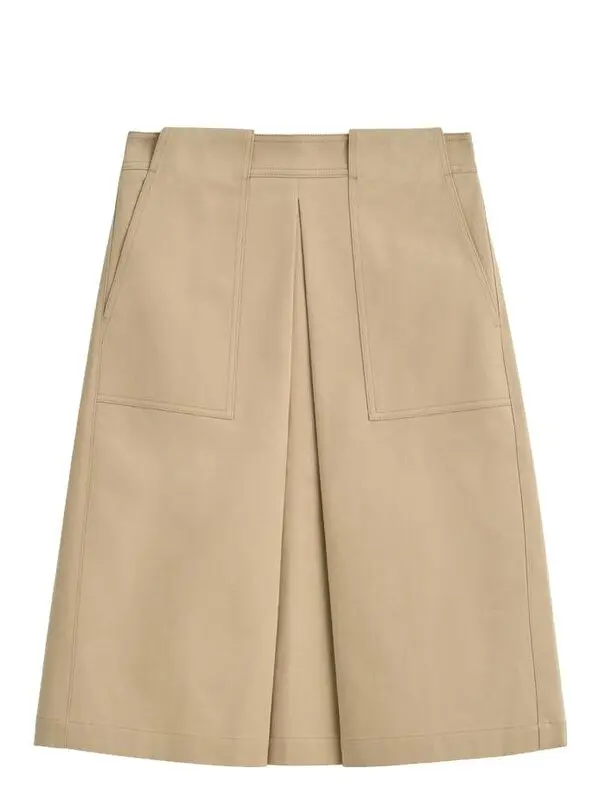Cos Deconstructed Pleated Cotton Midi Skirt - Beige