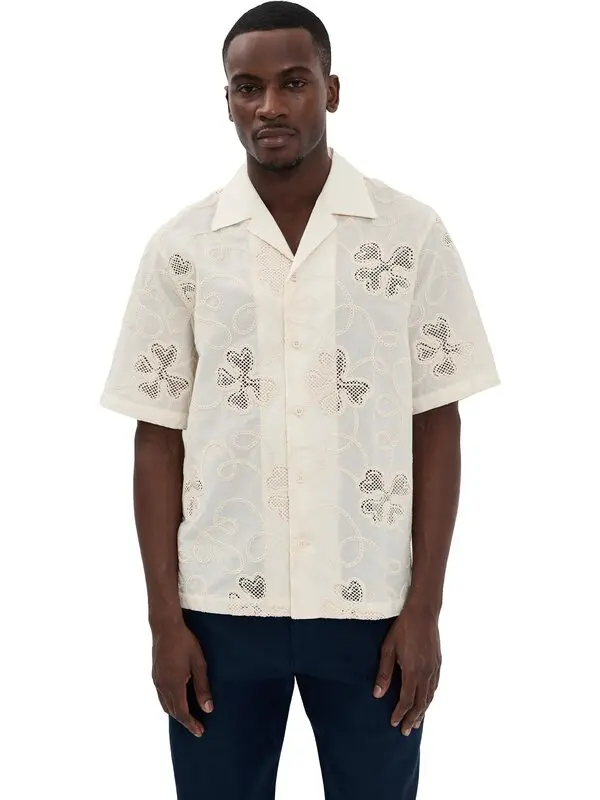 Nn07 Ben Embroidered Shirt - Ivory