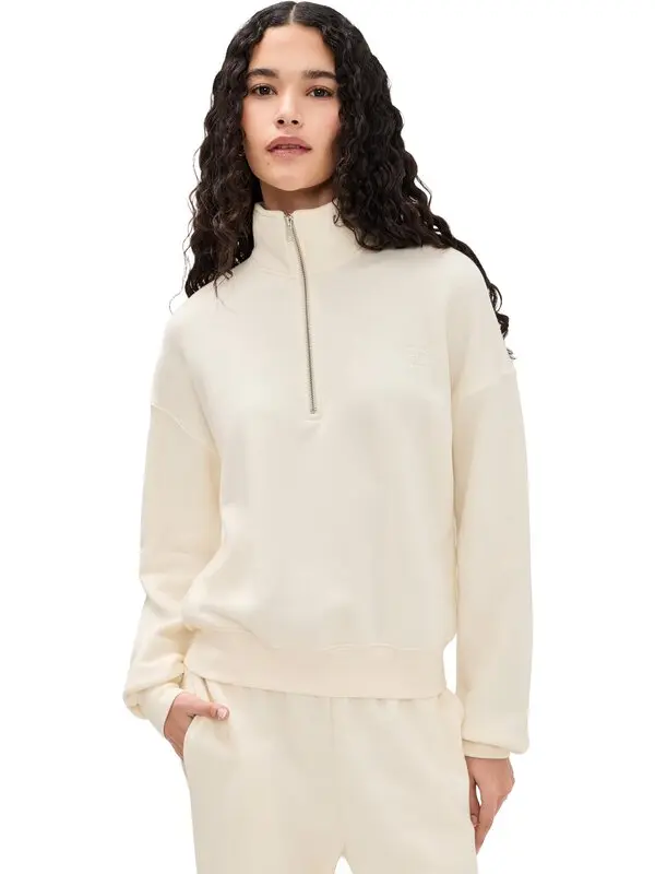 Eterne Oversized Half Zip Sweatshirt - Cream