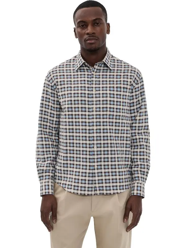 Nn07 Deon Plaid Shirt - Blue Check