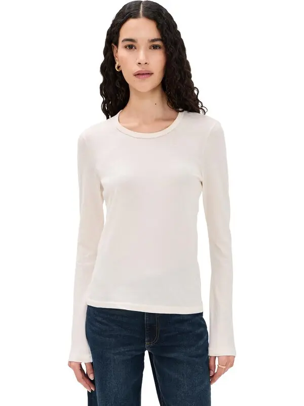 Jenni Kayne Long Sleeve Slim Tee - Warm Ivory