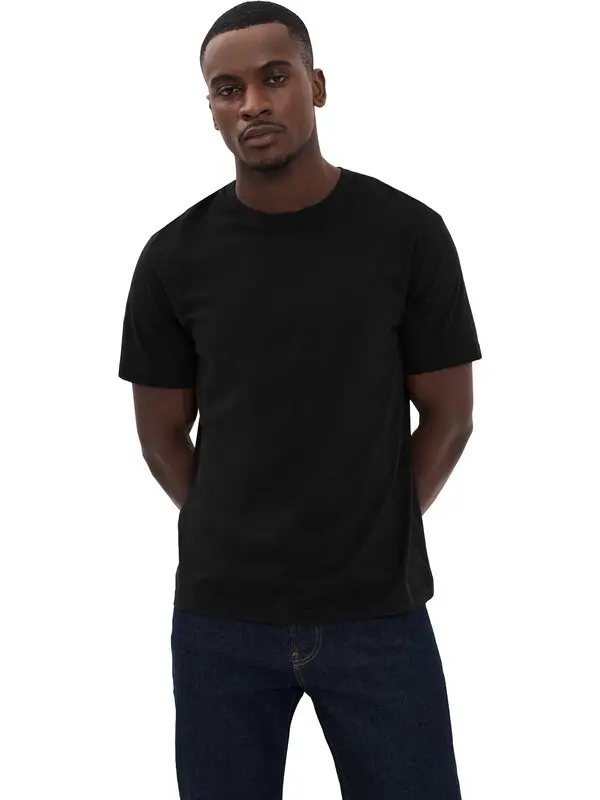 FRAME Short Sleeve Light Cotton Tee - Black