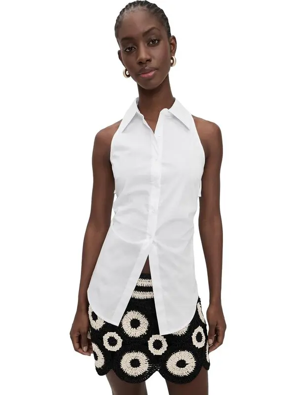 SIMONMILLER Loch Poplin Sleeveless Shirt - Macadamia