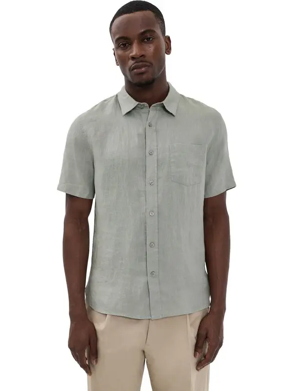 Vince Short Sleeve Linen Shirt - Matcha