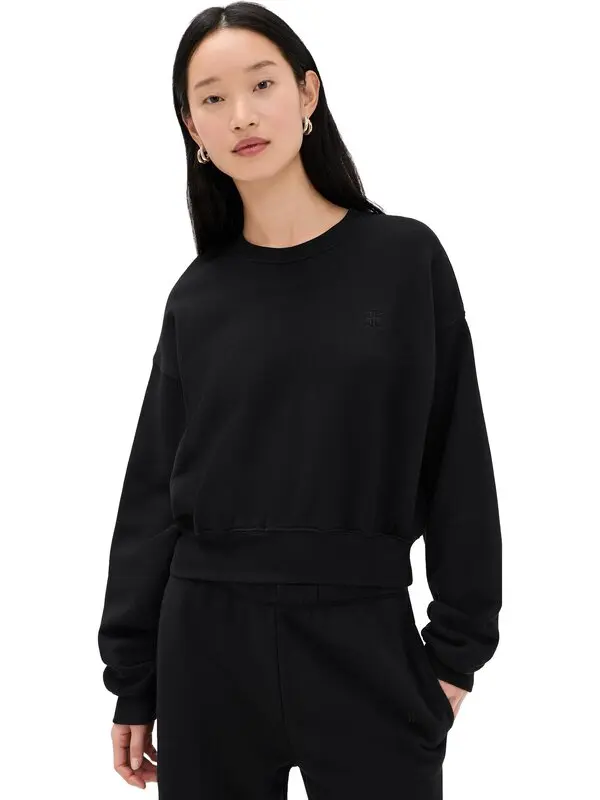 Eterne Cropped Crewneck Sweatshirt - Black