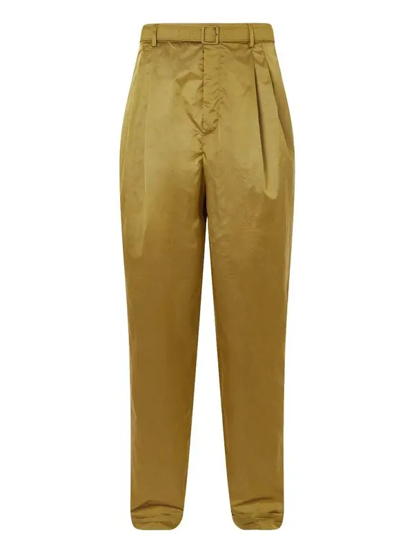 Saint Laurent Tapered Pleated Shell Trousers - Green