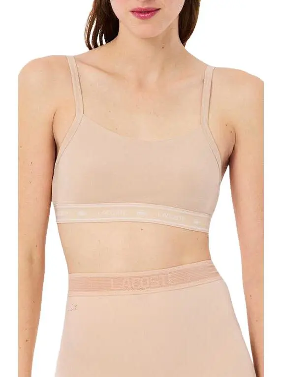 Lacoste Stretch Cotton Bralette - Biscuit