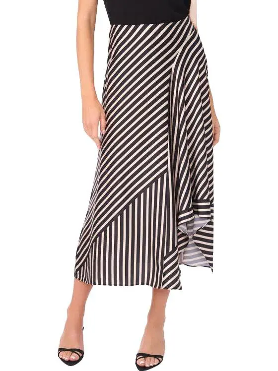 Vince Camuto Asymmetric Stripe Maxi Skirt - Rich Black