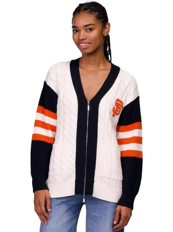 LUSSO San Francisco Giants Shyla Knit V-neck Full-zip Sweater - Black