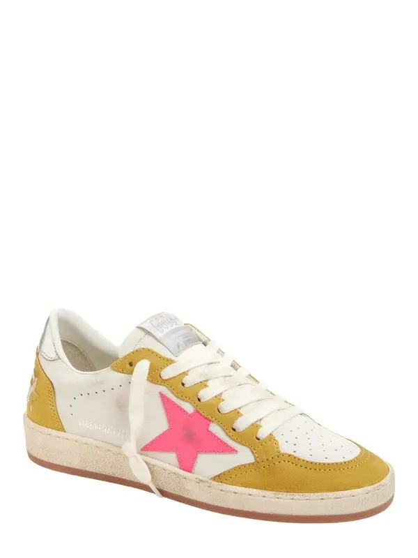 GOLDEN GOOSE Ball Star Low-top Sneakers - White/pink/honey/silver