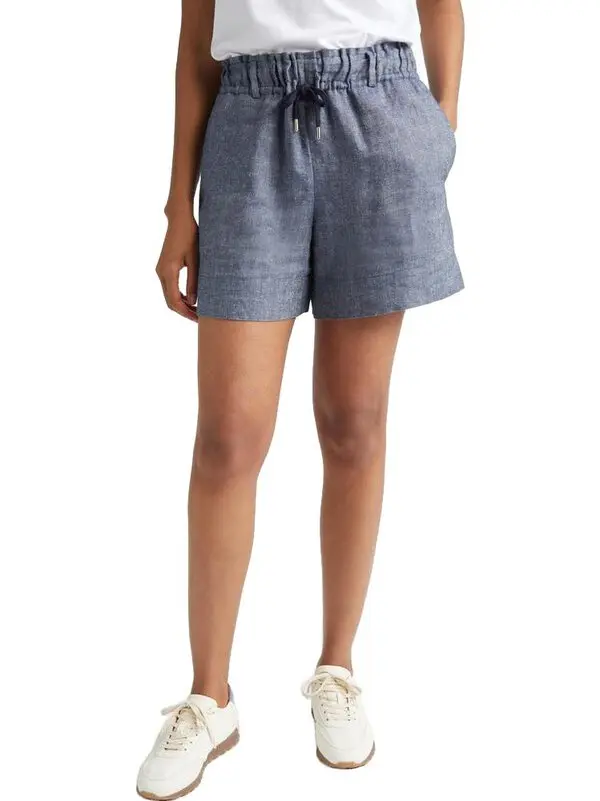 Eleventy Linen-blend Chambray Bermuda Shorts - Blue