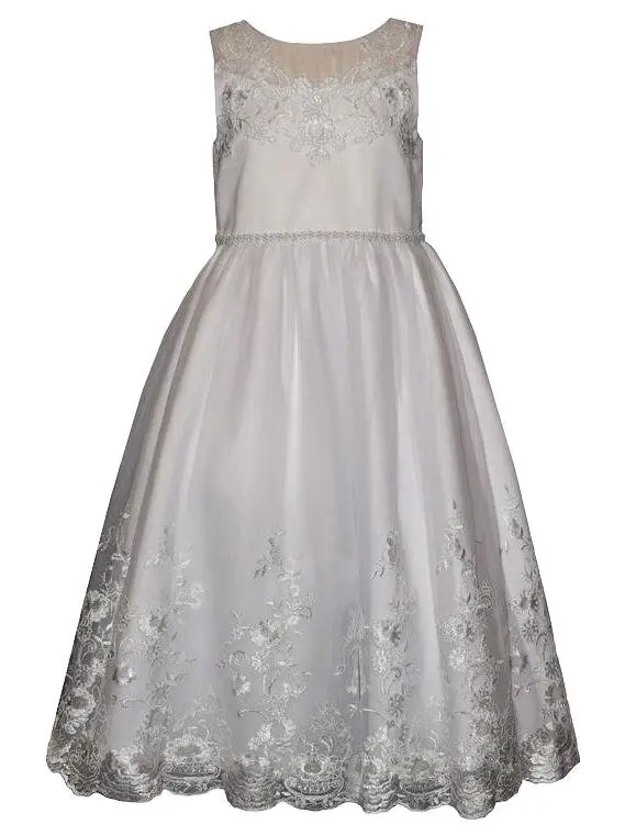 IRIS & IVY Sleeveless Embroidered Communion Dress - White