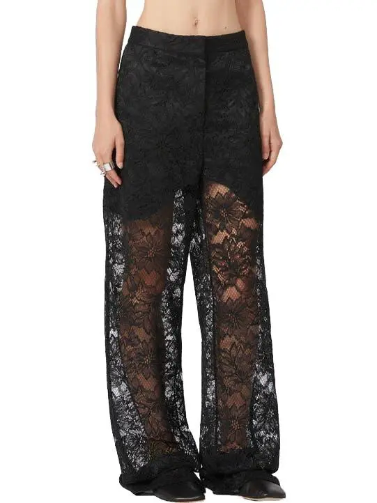 Sportmax Lace Wide-leg Pants - Black