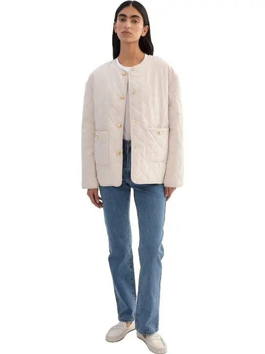 LAMARQUE Hera Quilted Collarless Jacket - Whisper White