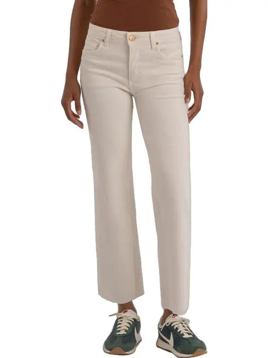 Kut From The Kloth Kelsey Raw Hem Kick Flare Jeans - Ecru