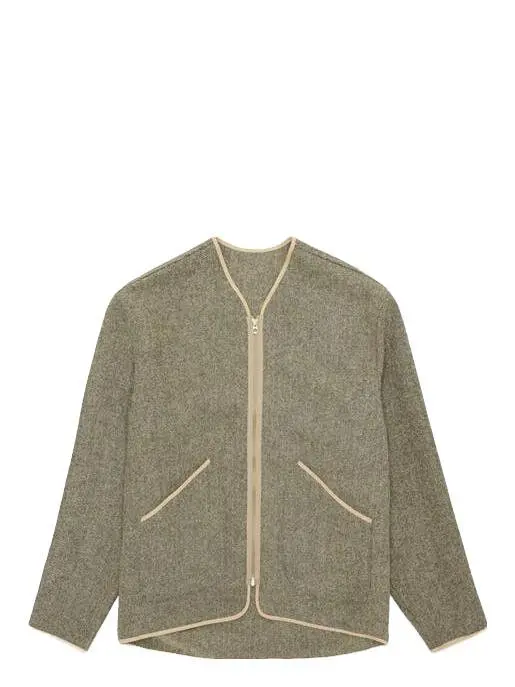 FORTELA Herringbone Wool Jacket - Green