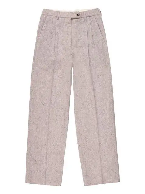 FORTELA High-waisted Pleated Trousers - Ecru