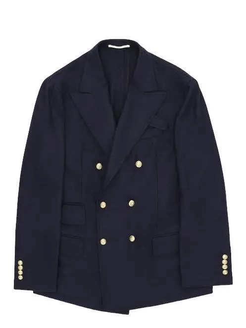 FORTELA Classic Double-breasted Merino Wool Jacket - Blue