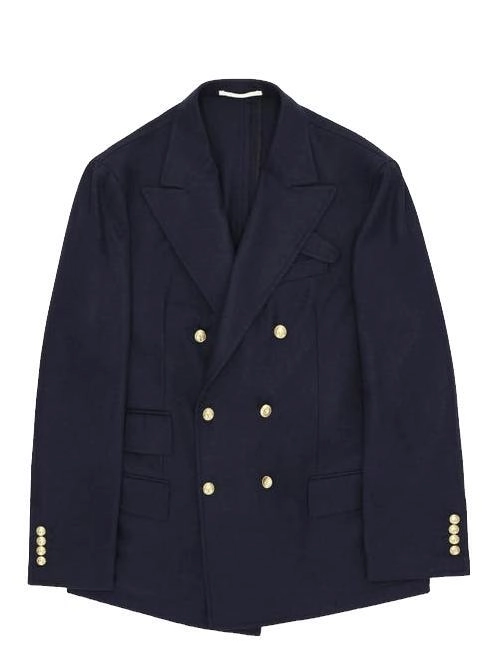 FORTELA Classic Double-breasted Merino Wool Jacket - Blue