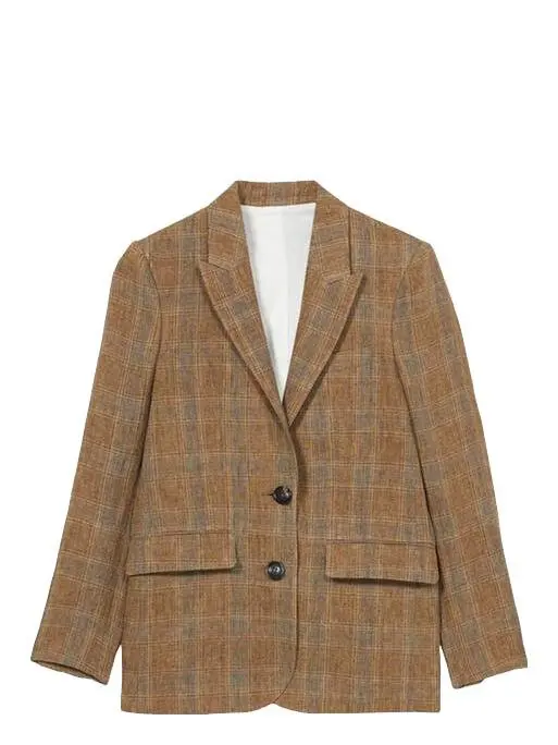 FORTELA Bella Check Linen Jacket - Brown